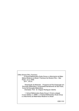O School Mathematics Study Group e o Movimento da Matemática Moderna no ...
