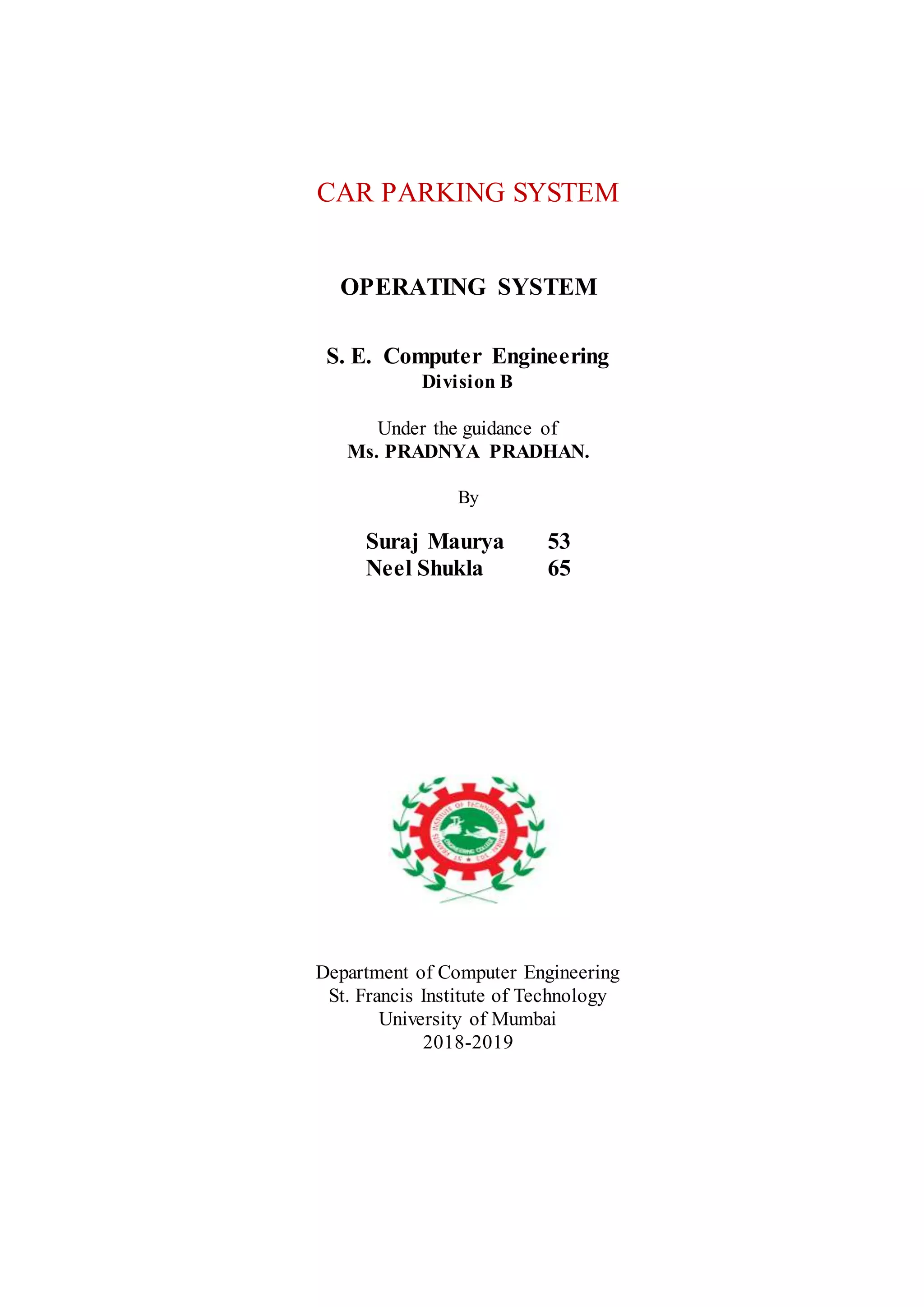 CAR PARKING SYSTEM USING VISUAL STUDIO C++ (OPERATING SYSTEM MINI ... CAR PARKING SYSTEM USING VISUAL STUDIO C++ (OPERATING SYSTEM MINI ...