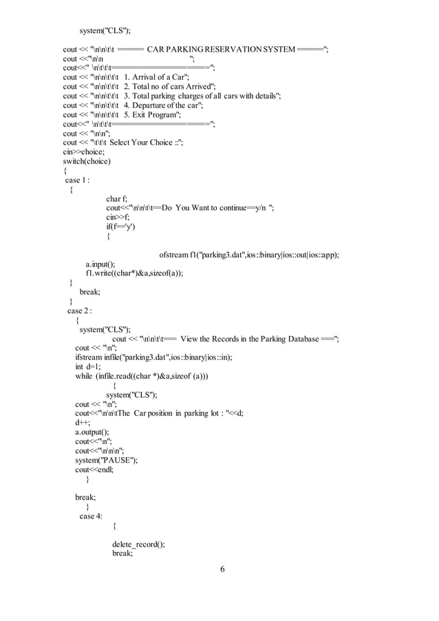 CAR PARKING SYSTEM USING VISUAL STUDIO C++ (OPERATING SYSTEM MINI ...