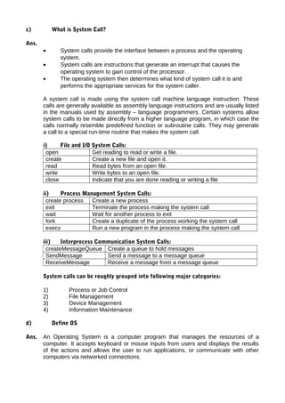Introduction to Operating System (Important Notes) | PDF