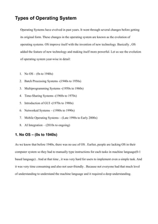 O.S. ( Operating system) NOTES By Naina | PDF