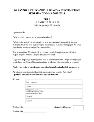 Zadaci iz Osnove informatike | PDF