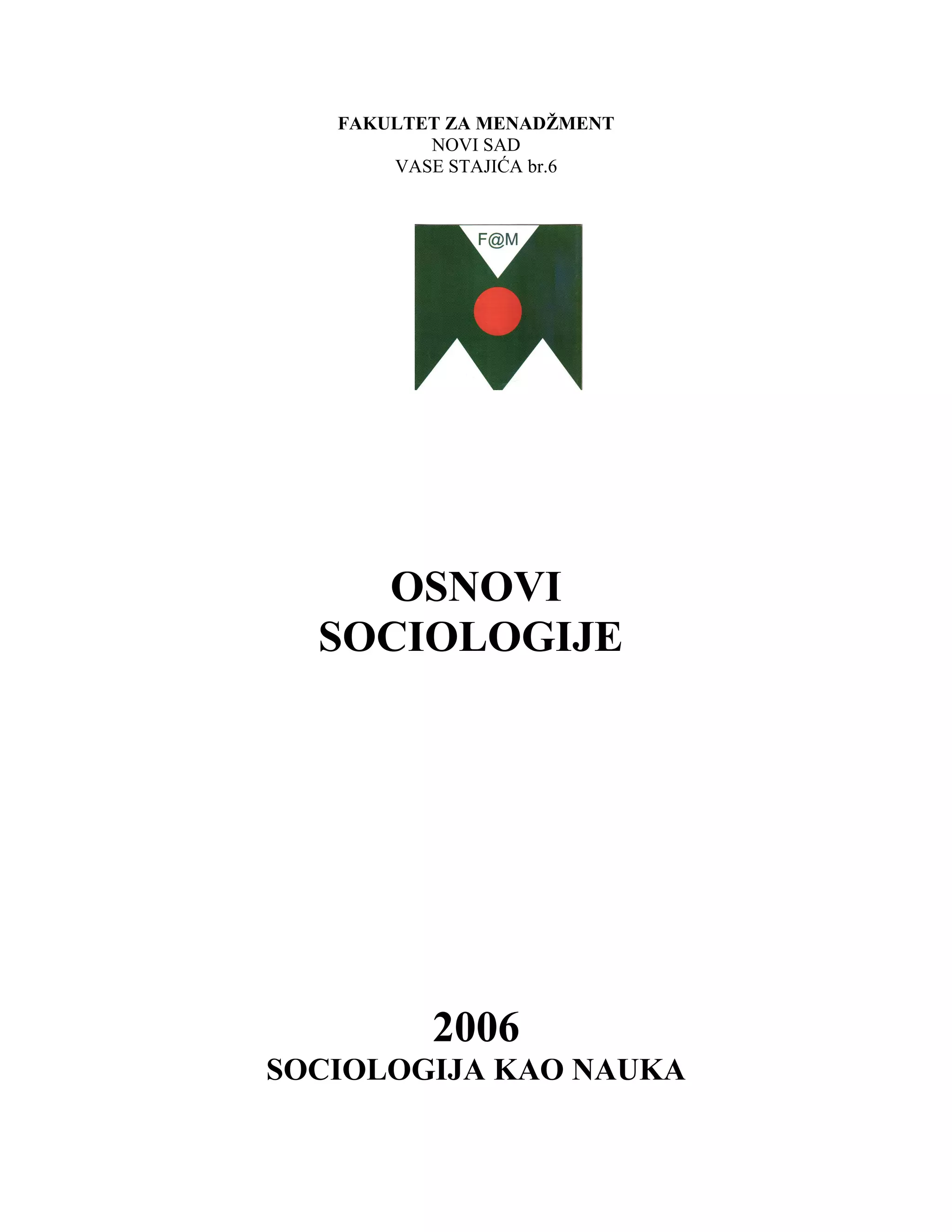 Osnovi sociologije | PDF