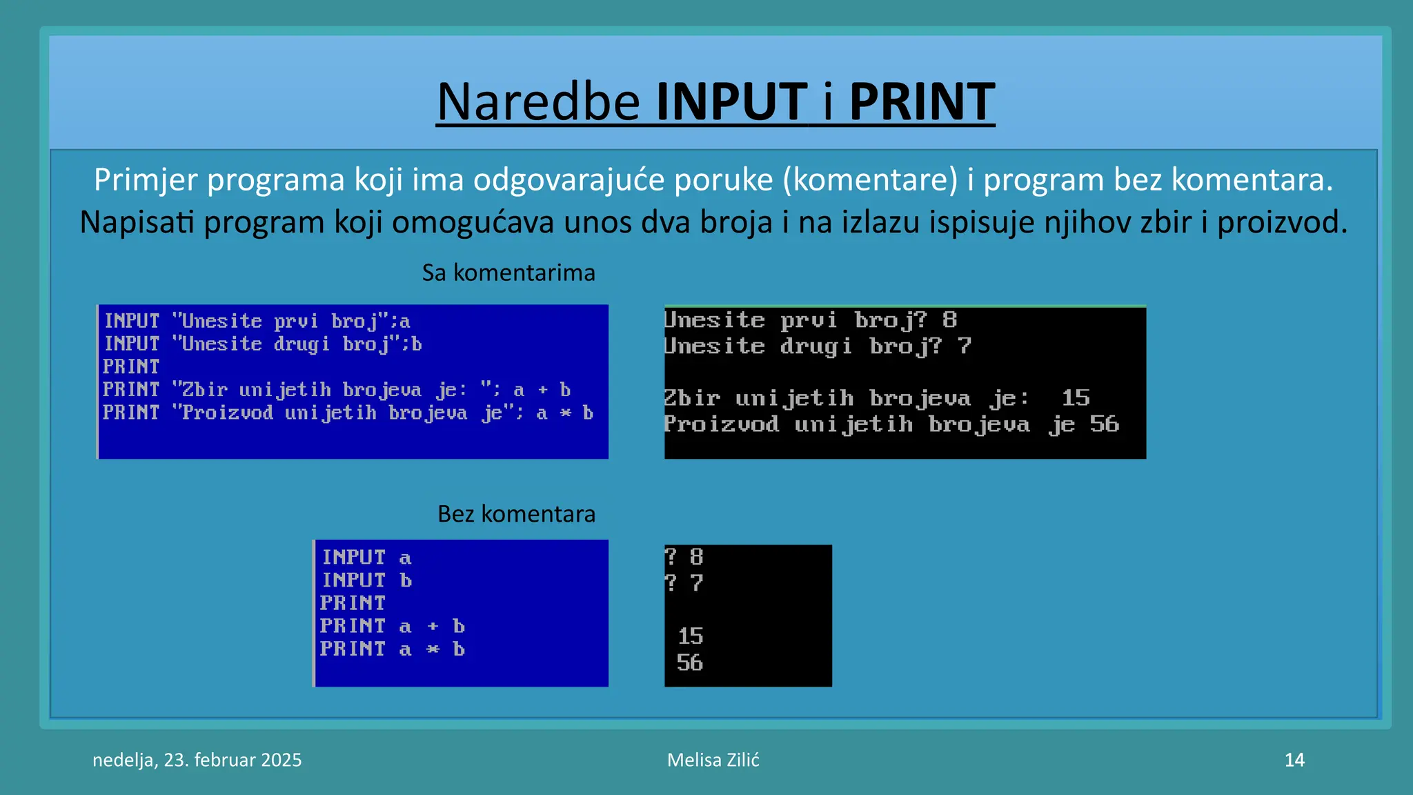 Osnovne naredbe QBasic za osnovnu skolu informatika | PPTX