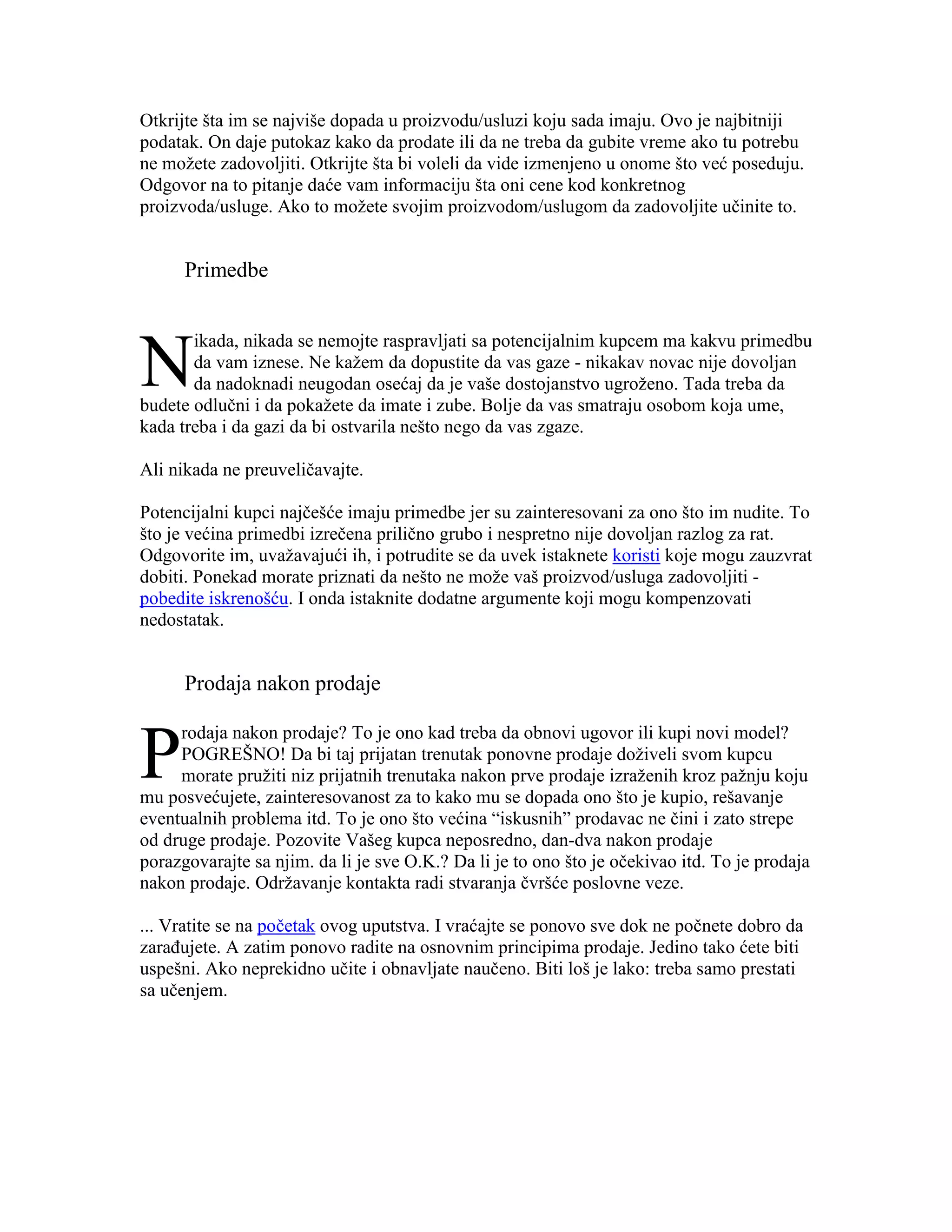 Osnovni principi vestine prodaje | PDF