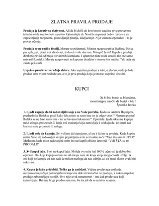 Osnovni principi vestine prodaje | PDF