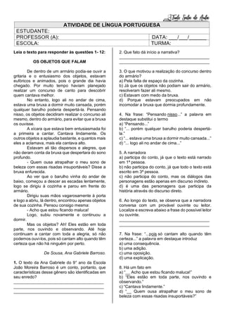 OS OBJETOS QUE FALAM ATIVIDADES.pdOS OBJETOS QUE FALAM ATIVIDADES.pdf