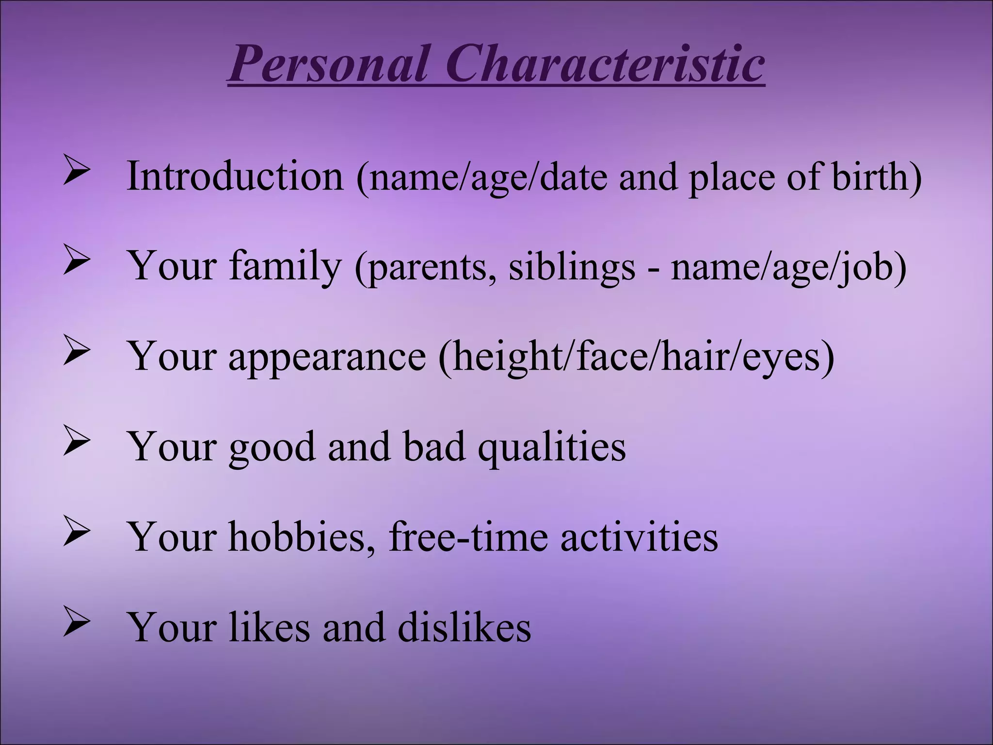 Osobní charakteristika | PPT