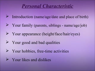 Osobní charakteristika | PPT