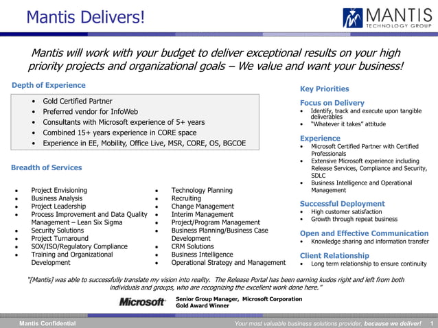 Os One Pager Mantis | PPTX