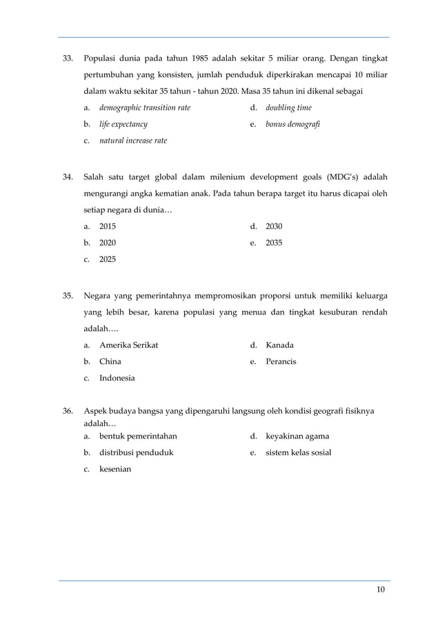 Soal OSP Geografi 2014 | PDF