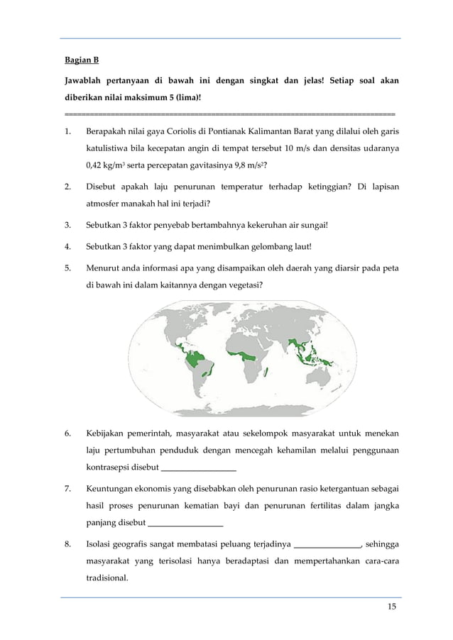 Soal OSP Geografi 2014 | PDF