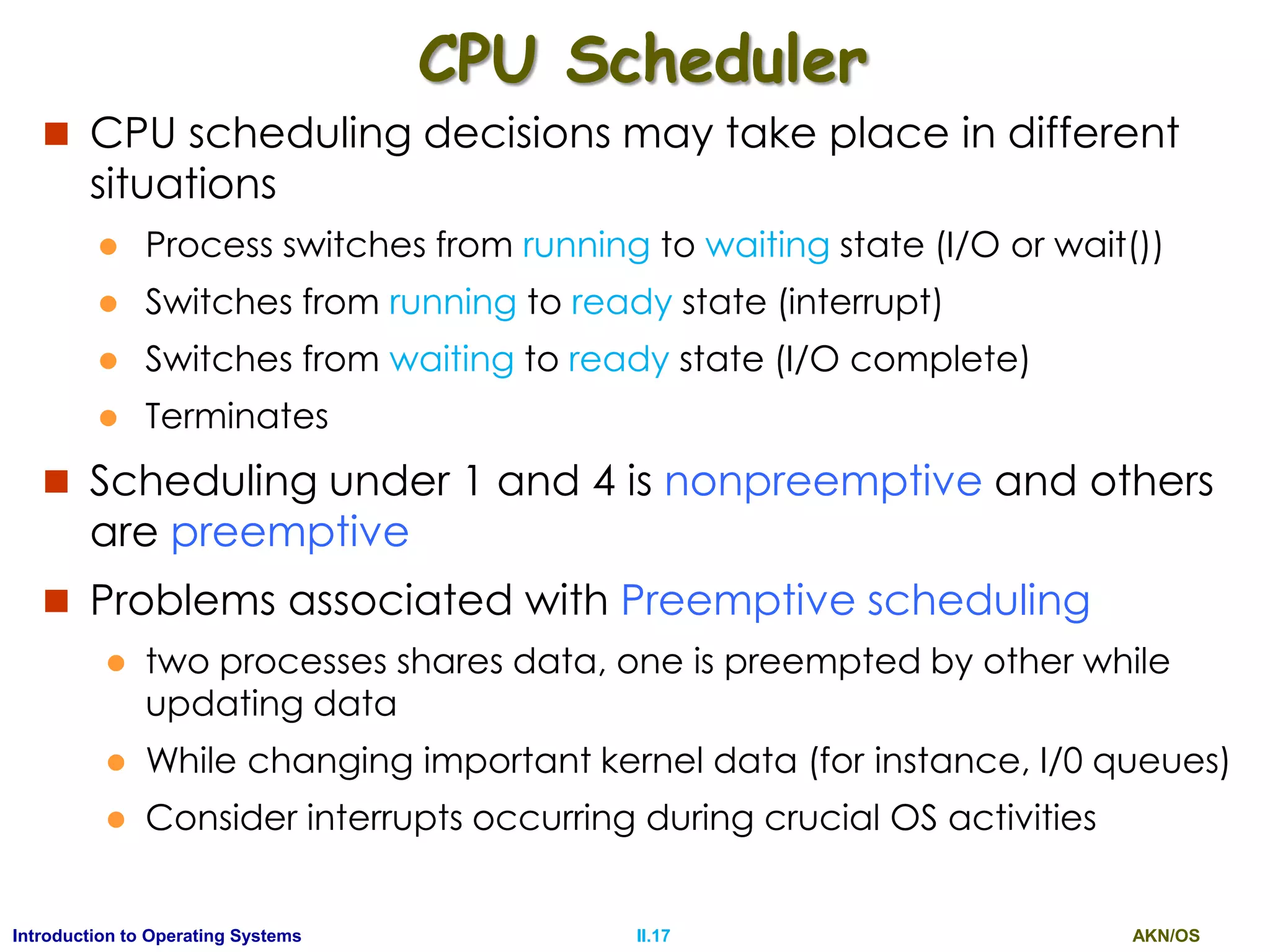 Operating Systems Part Ii Process Scheduling Synchronisation And Deadlock Pdf Operating