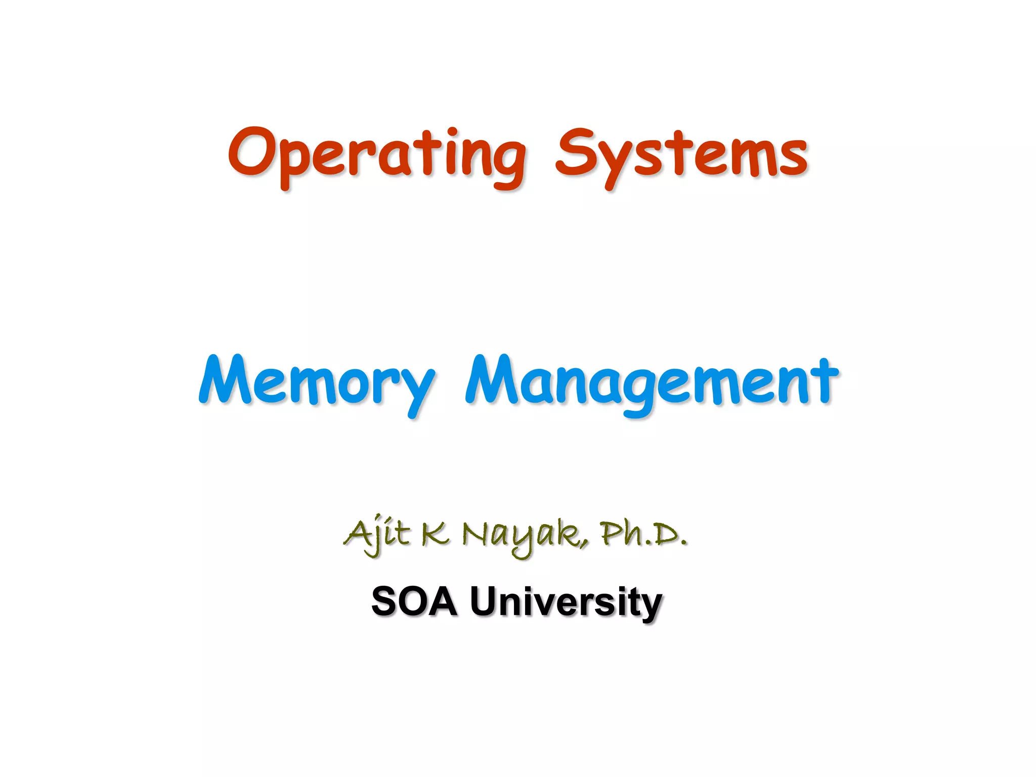 Operating Systems Part III-Memory Management | PDF