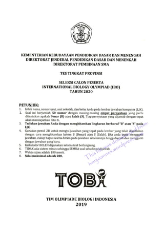 OSP Biologi 2019 - Soal.PDF