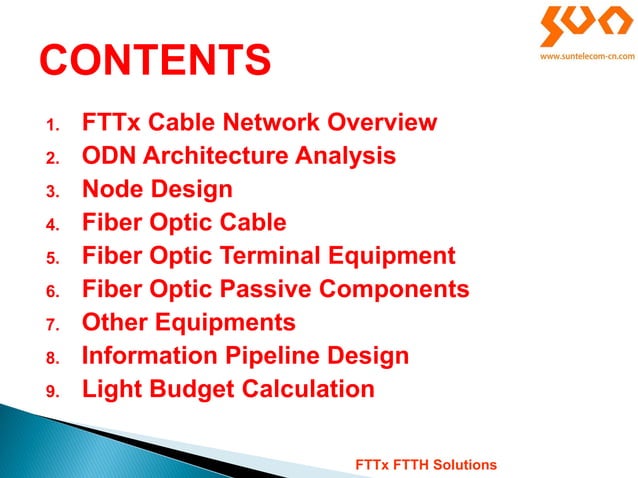 OSP (Outside Plant). FTTx FTTH Solutions | PDF