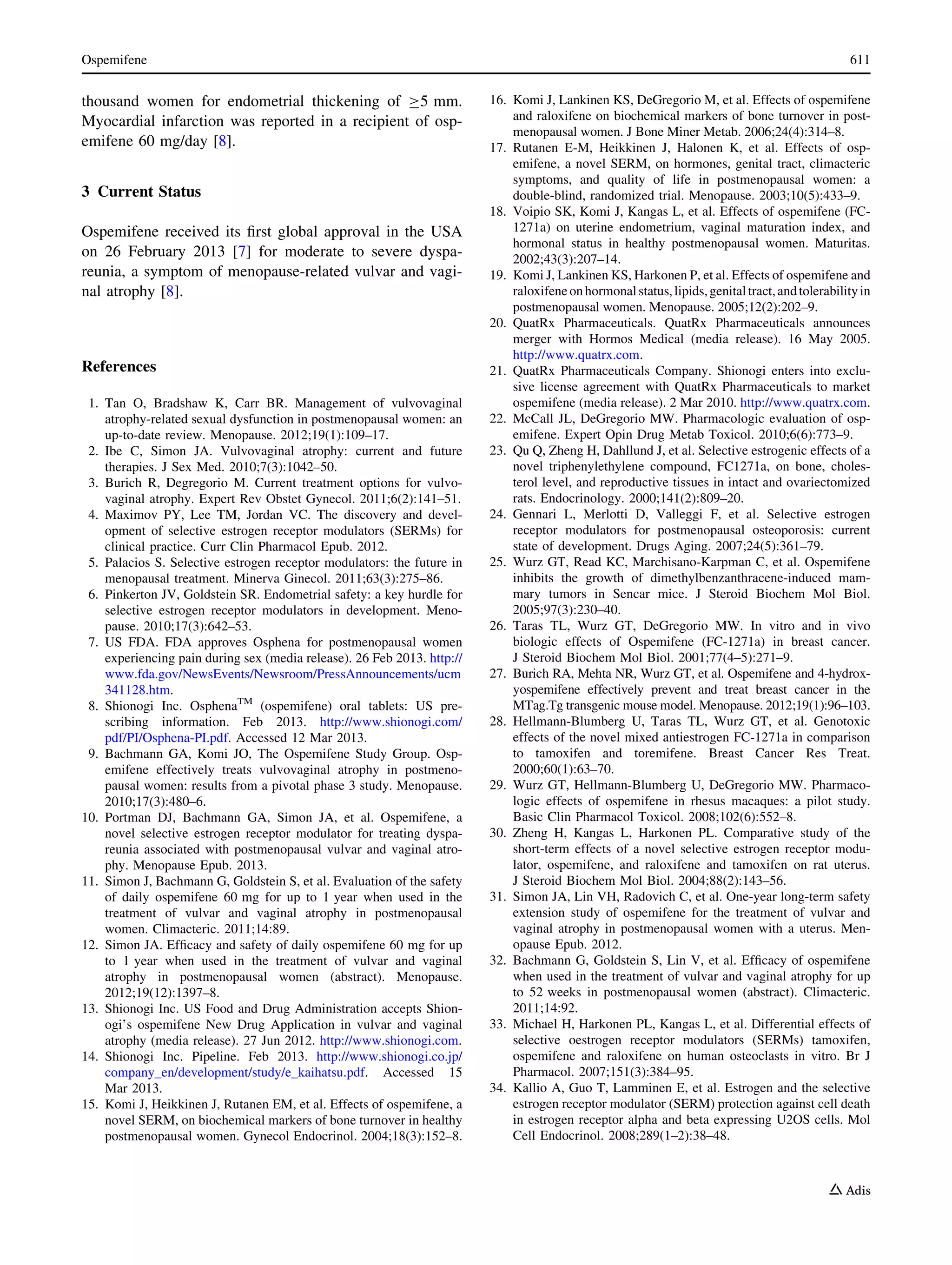 Ospemifene first global approval 2013 | PDF