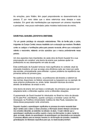 Os pensadores da psicologia da educação | DOCX