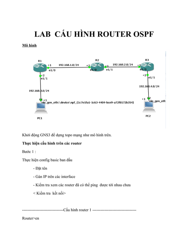 Lab hướng dẫn OSPF | PDF