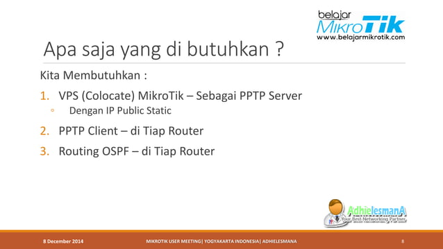 MikroTik Routing OSPF over PPTP Tunnel | PPT