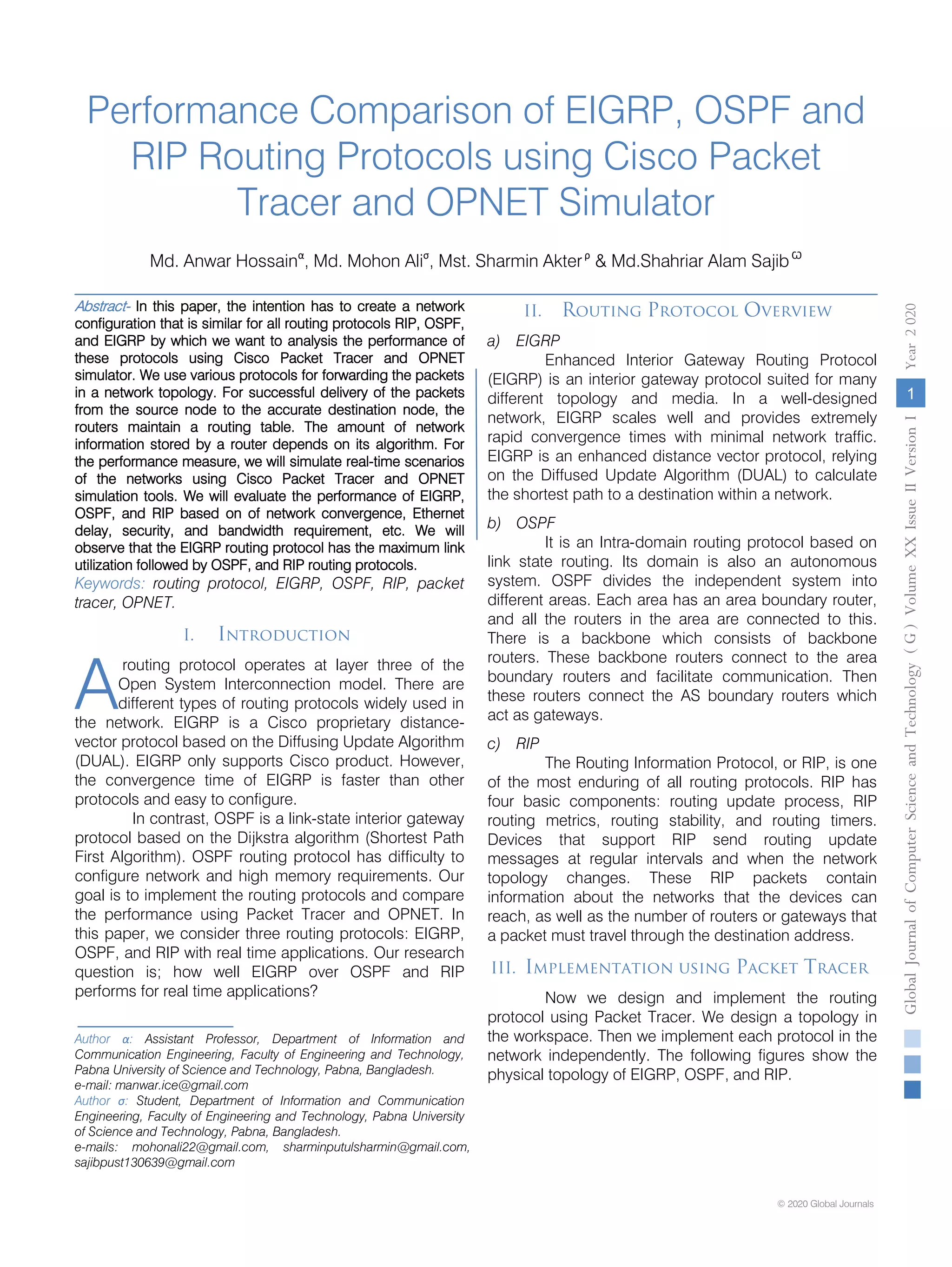 Ospf Eigrp And Rip Comparision Pdf