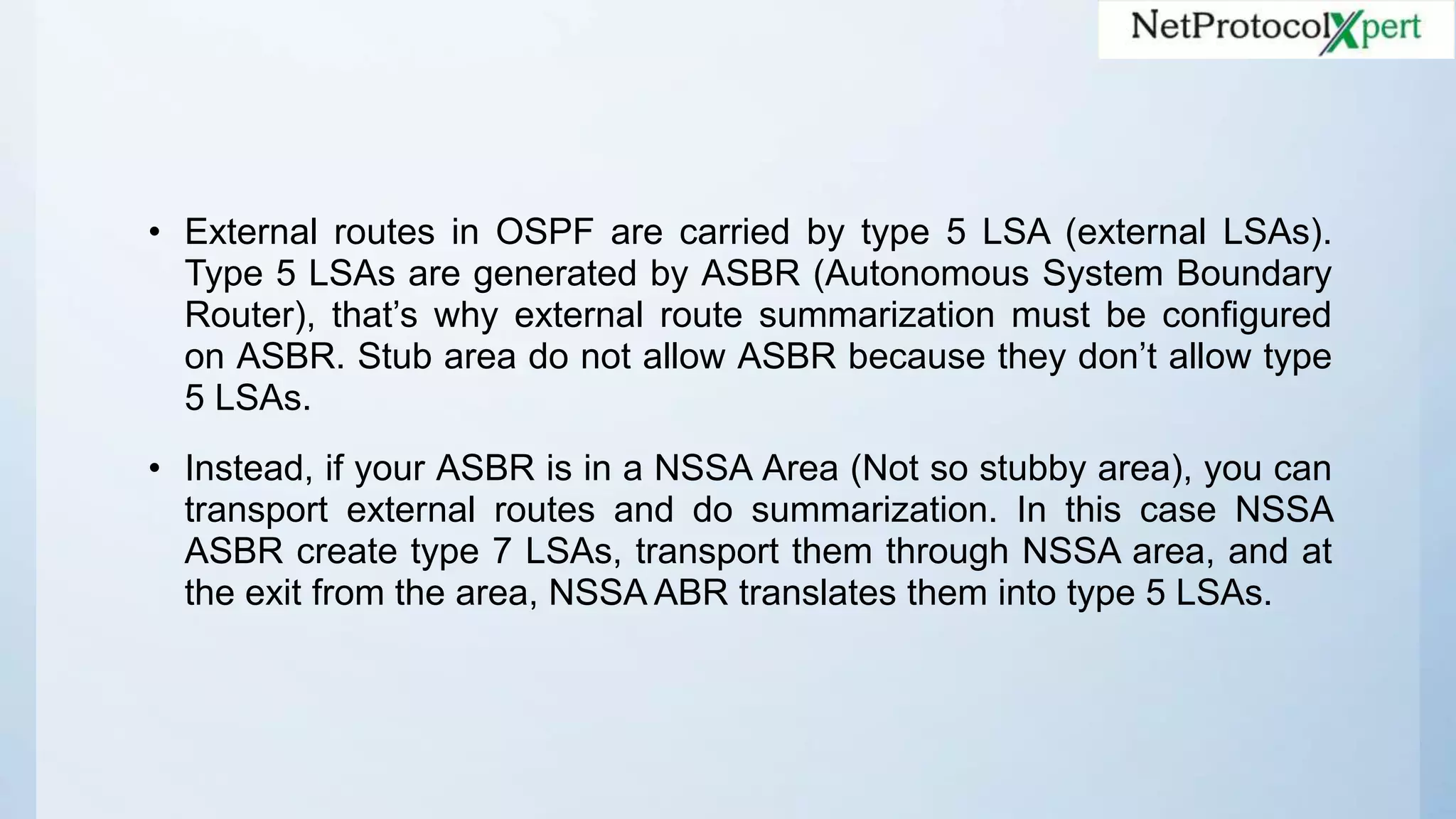 OSPF External Route Summarization | PPTX