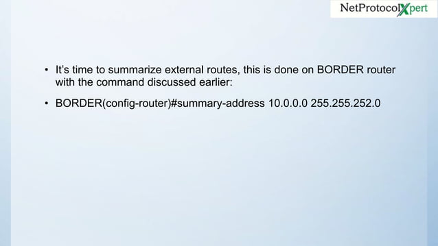 OSPF External Route Summarization | PPT