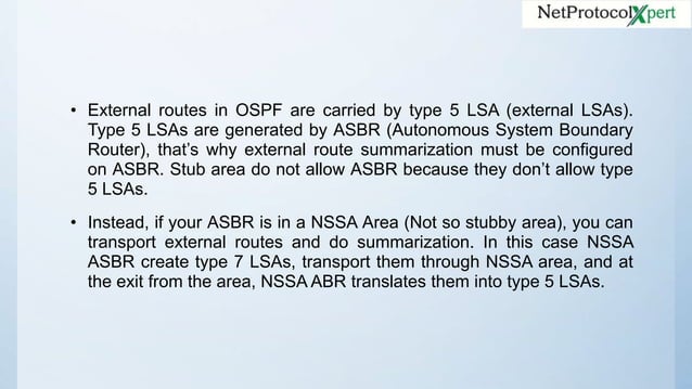 OSPF External Route Summarization | PPT