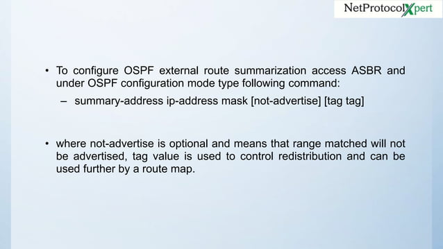 OSPF External Route Summarization | PPT