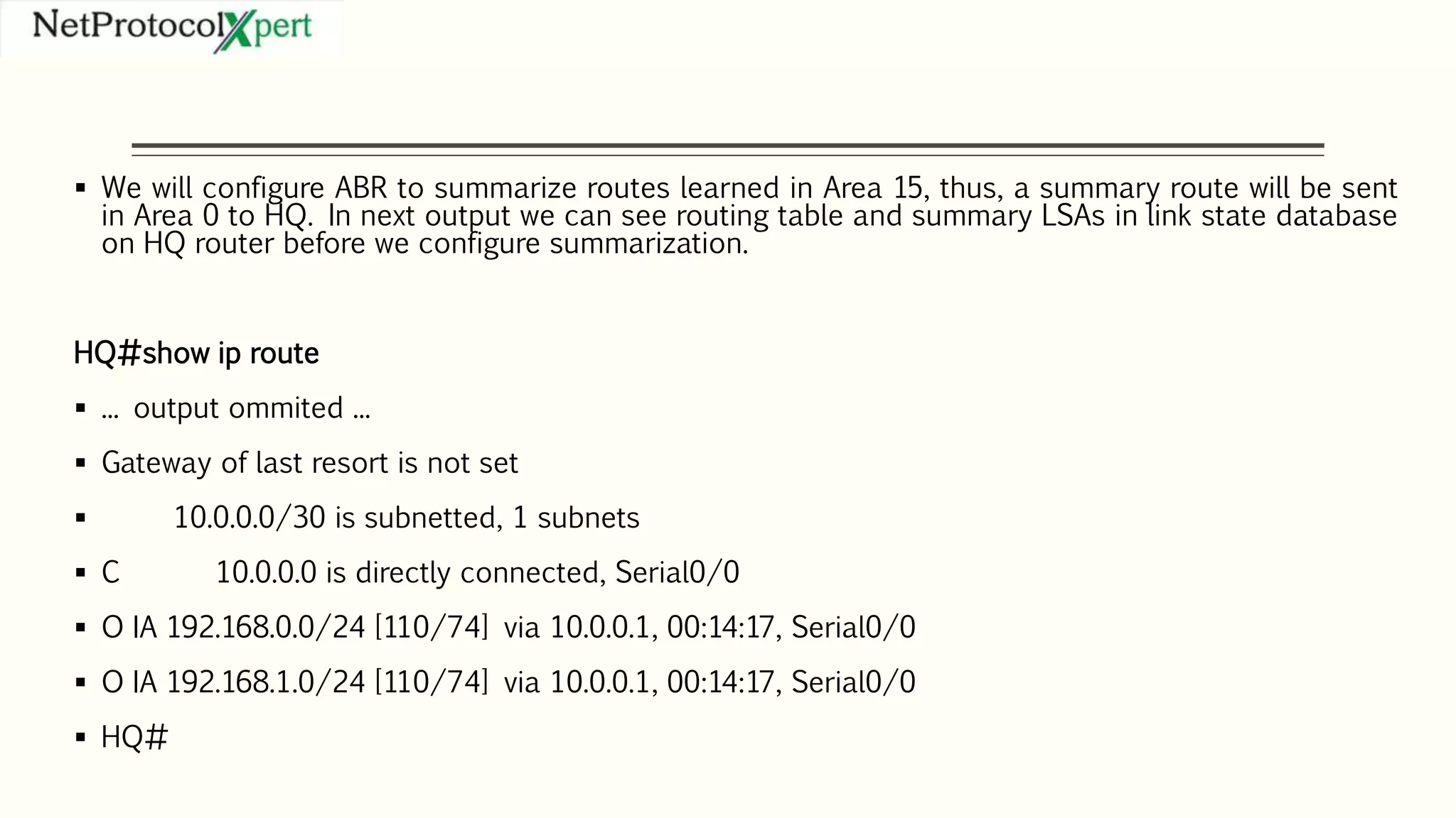 OSPF Internal Route Summarization | PPT