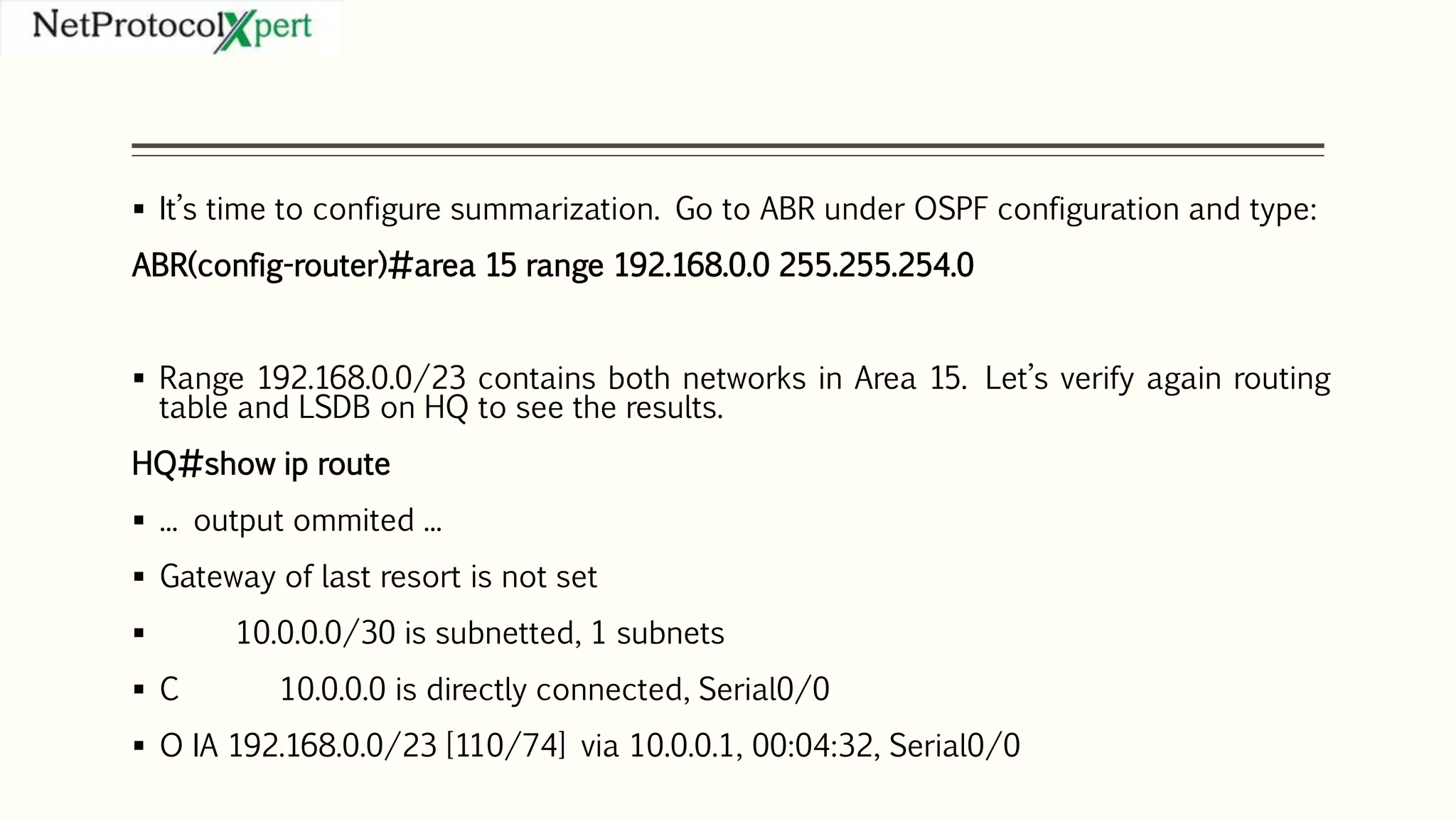 OSPF Internal Route Summarization | PPT