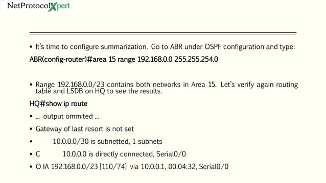 OSPF Internal Route Summarization | PPT