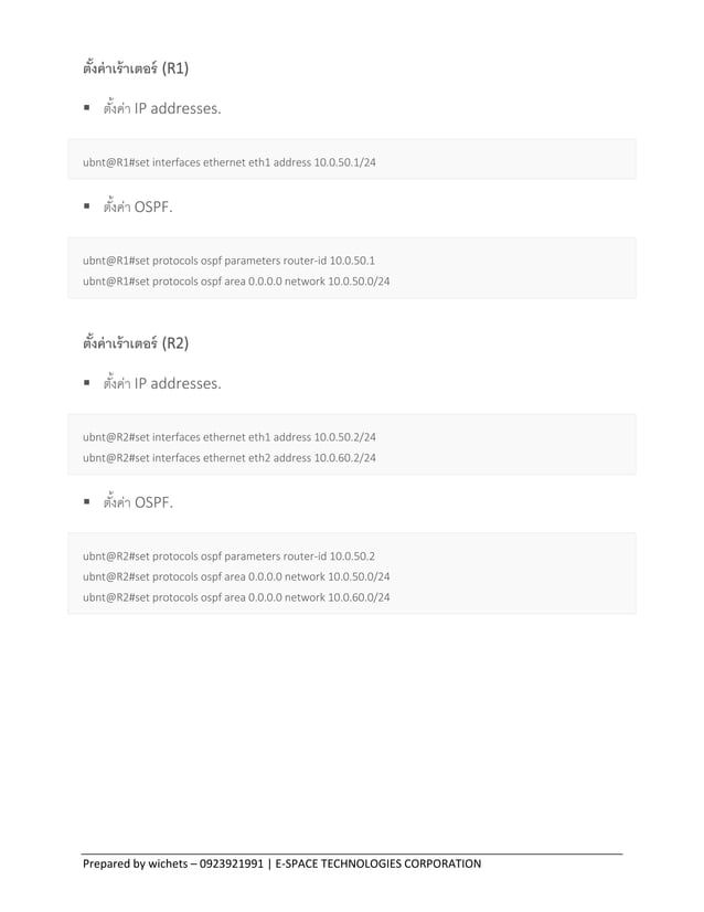 การคอนฟิกส์ OSPF บน Ubiquiti Edge Router | PDF
