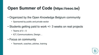 Open Summer of Code in Belgium | PPT