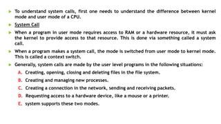 services and system calls of operating system | PPTX