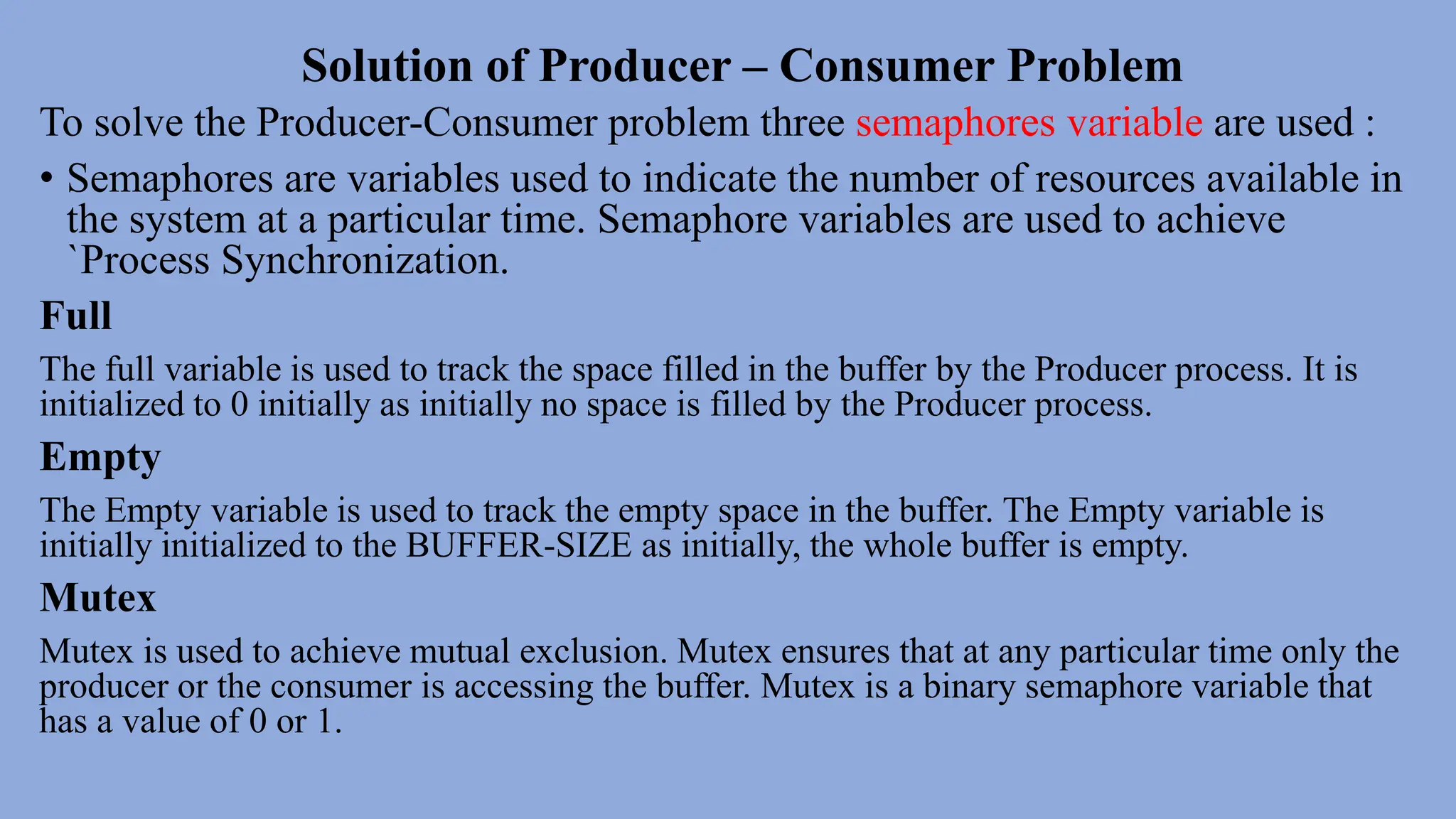 Process Synchronisation And Producer Consumer Problem Operating System