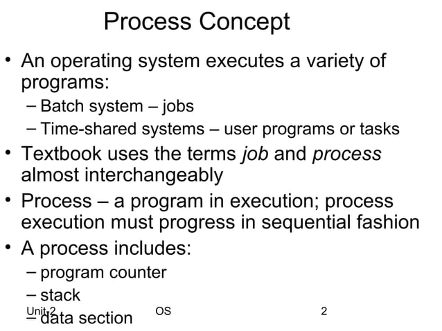 OS Process and Thread Concepts | PPT