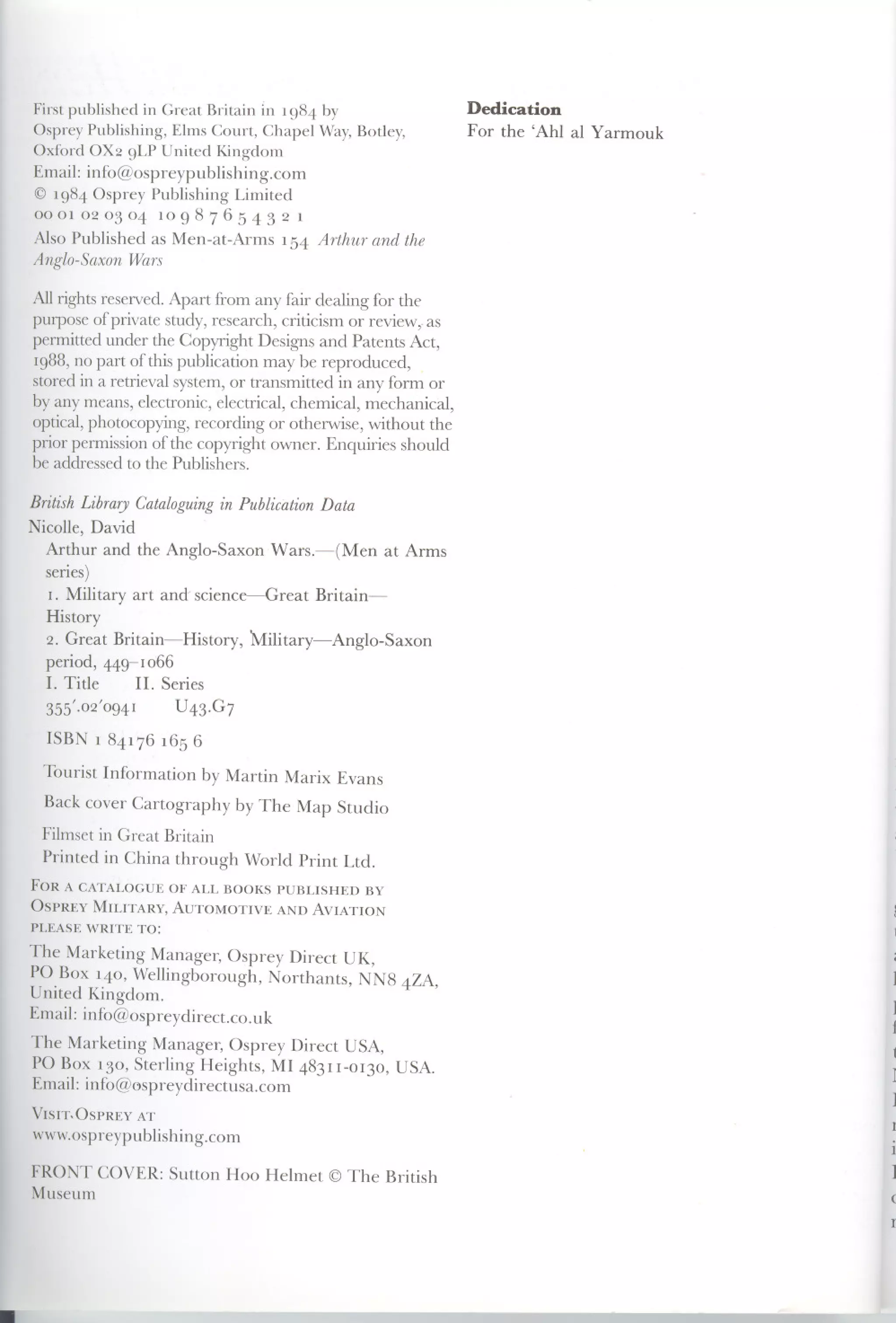 Osprey history plates - Arthur and the Anglo-Saxon wars | PDF