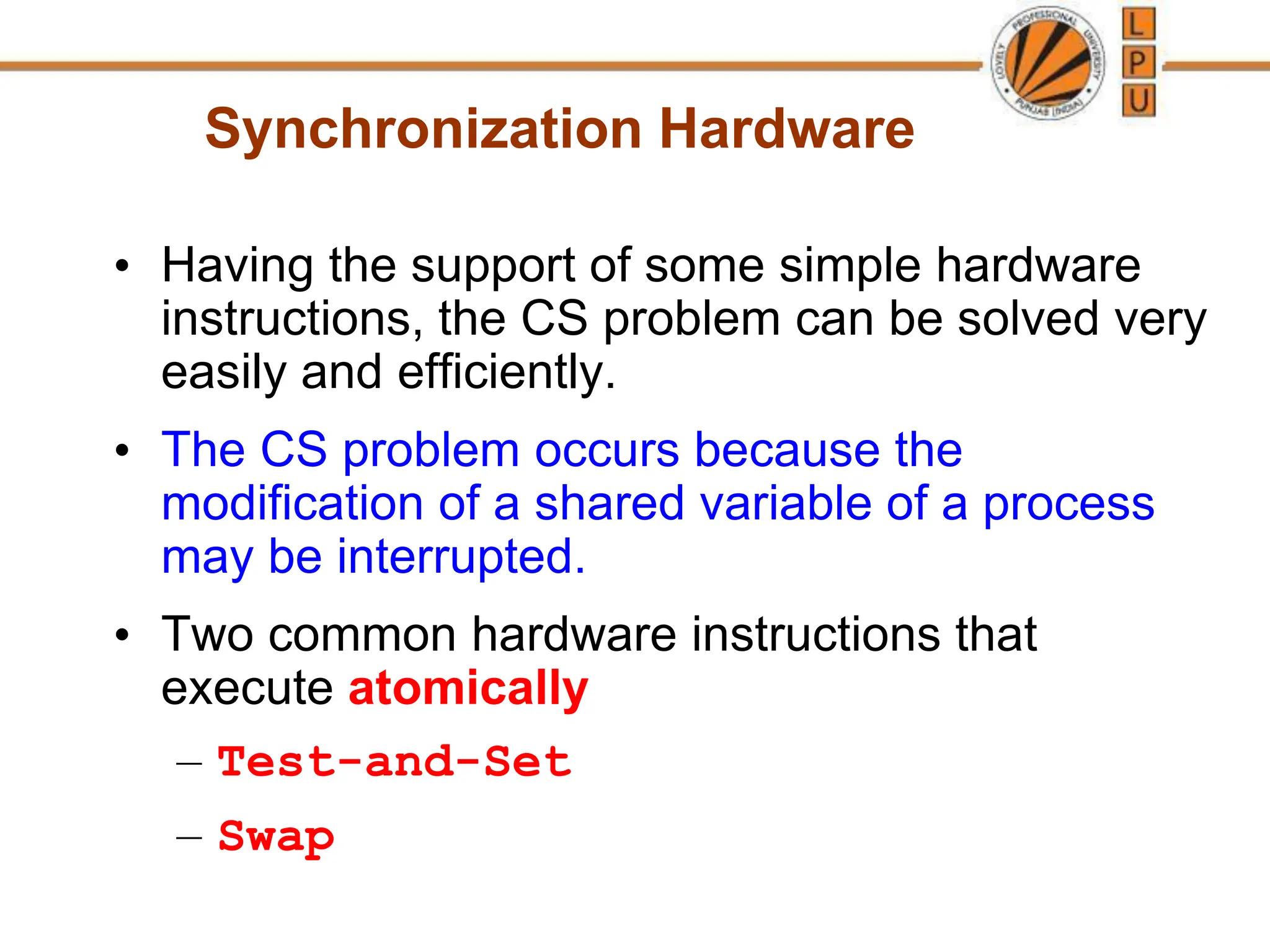 OS Process synchronization Unit3 synchronization | PPT | Free Download