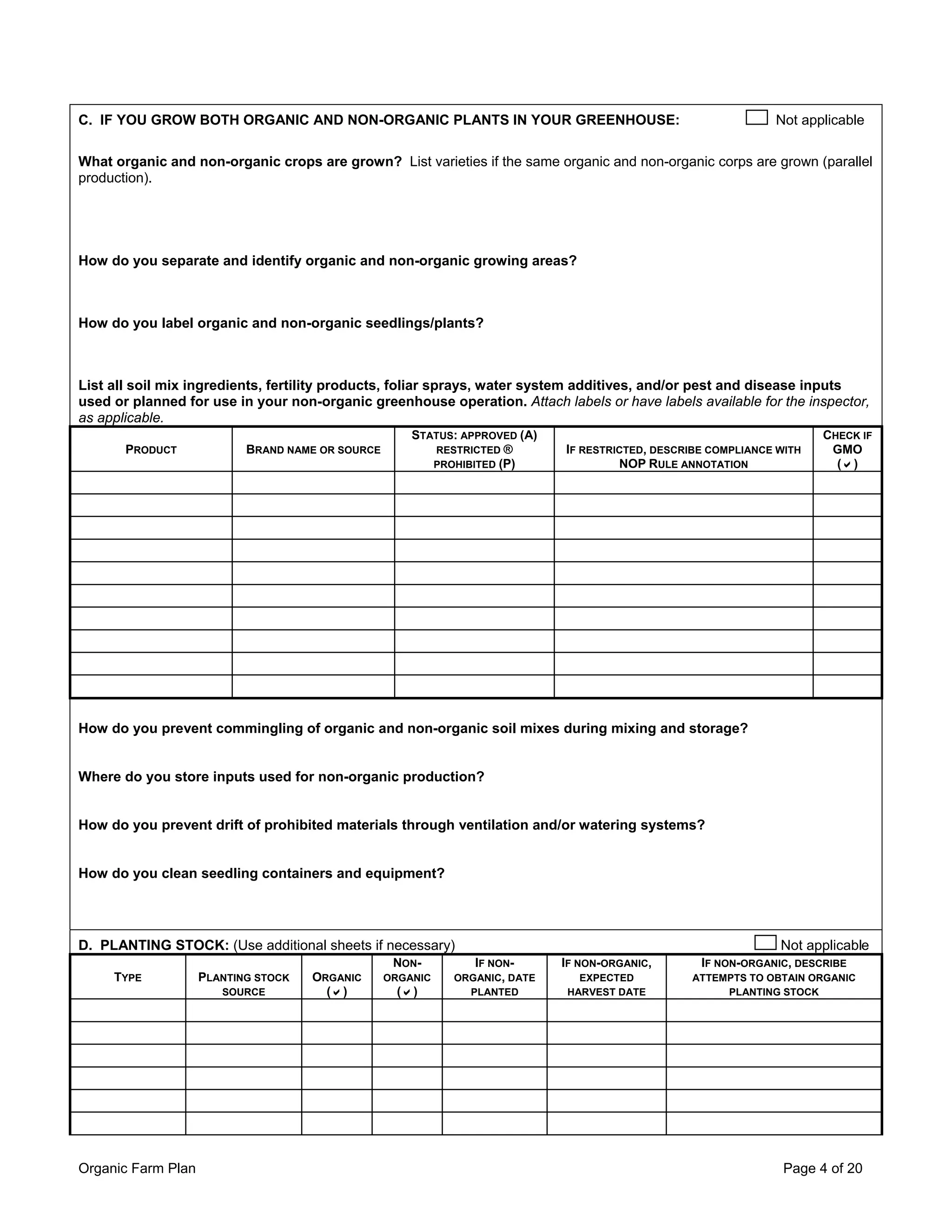 Organic System Plan (OSP) Templates for Certifiers | PDF