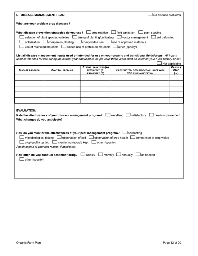 Organic System Plan (OSP) Templates for Certifiers | PDF