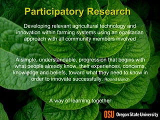 OSPUD: An Example of Farm to Table Participatory Learning in Potato | PPT
