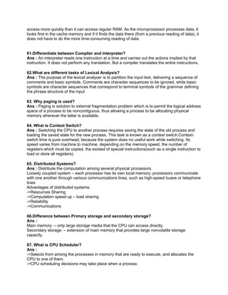 Os question | DOC | Operating Systems | Computer Software and Applications