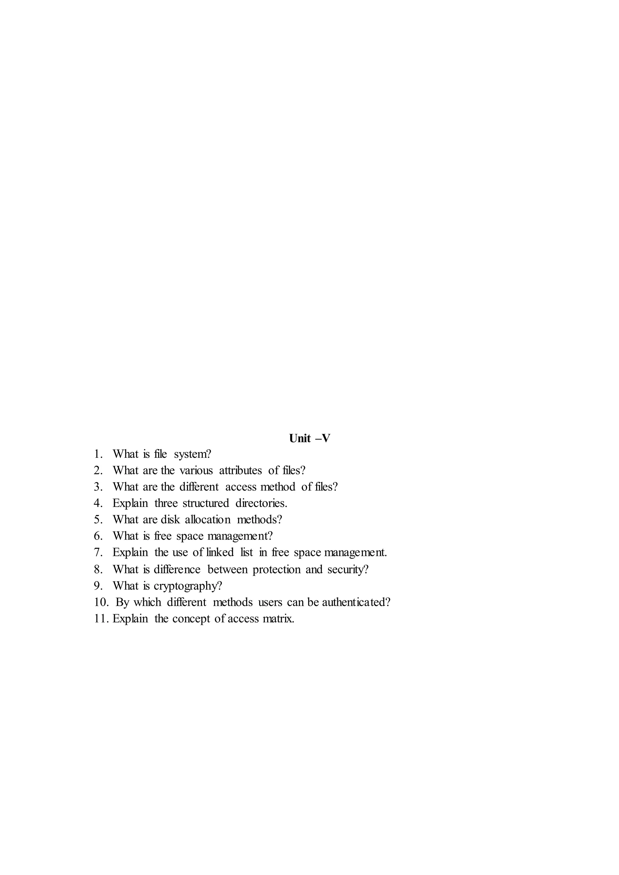 operating system question bank | DOCX