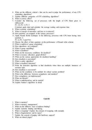 operating system question bank | DOCX