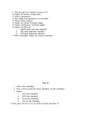 operating system question bank | DOCX
