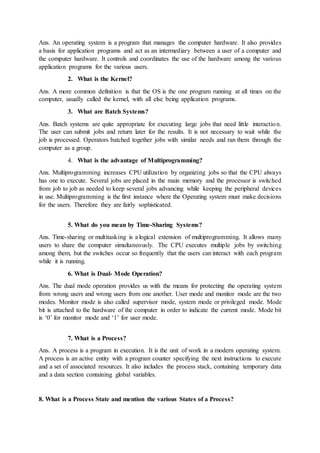 operating system question bank | DOCX
