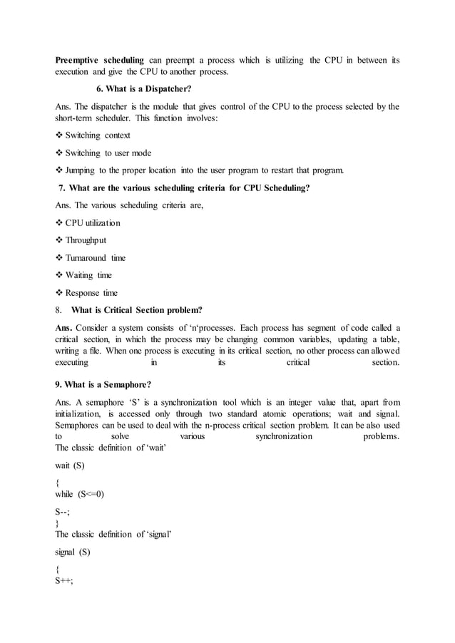 operating system question bank | DOCX | Operating Systems | Computer Software and Applications