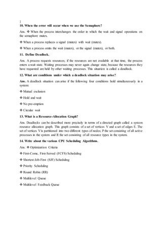 operating system question bank | DOCX