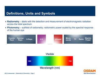 Radiometry and Photometry: LED Fundamentals | PDF | Physics | Science